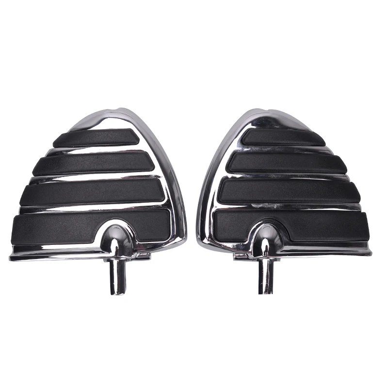 Pair Motorcycle Foot Rests Chrome Black Aluminum Wing Front Rear Anti ...