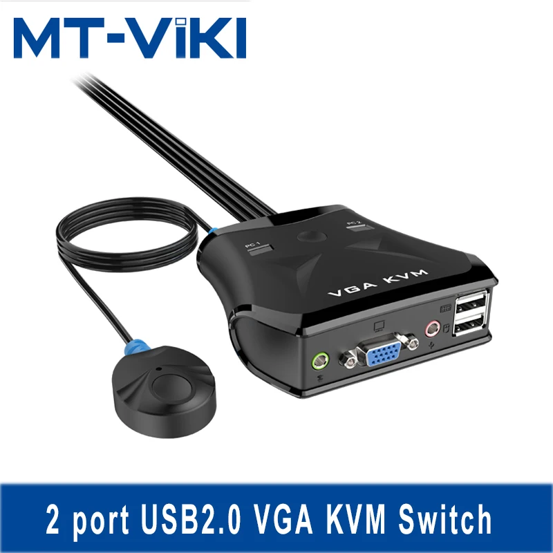 Mt-viki 2 Port Usb2.0 Vga Kvm Switch Built In Cable With Desktop ...
