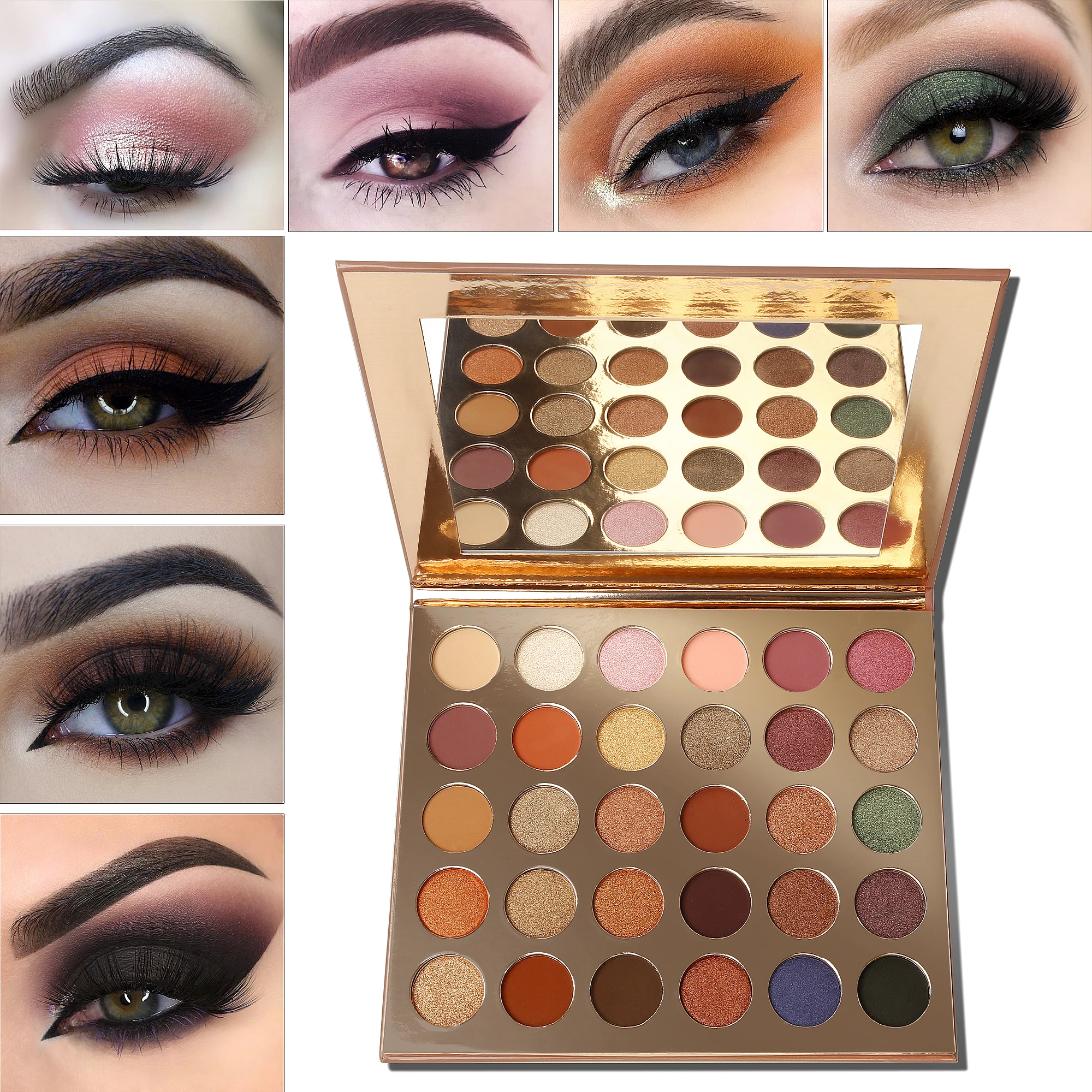 Paleta de sombra de ojos neutra, tonos cálidos, bronce Nude, 30 colores, brillo mate, maquillaje ...