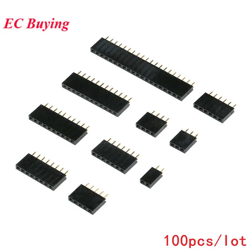 10pcs Single Row Female 2.54mm Pitch Spacing Pin Socket Female Header ...