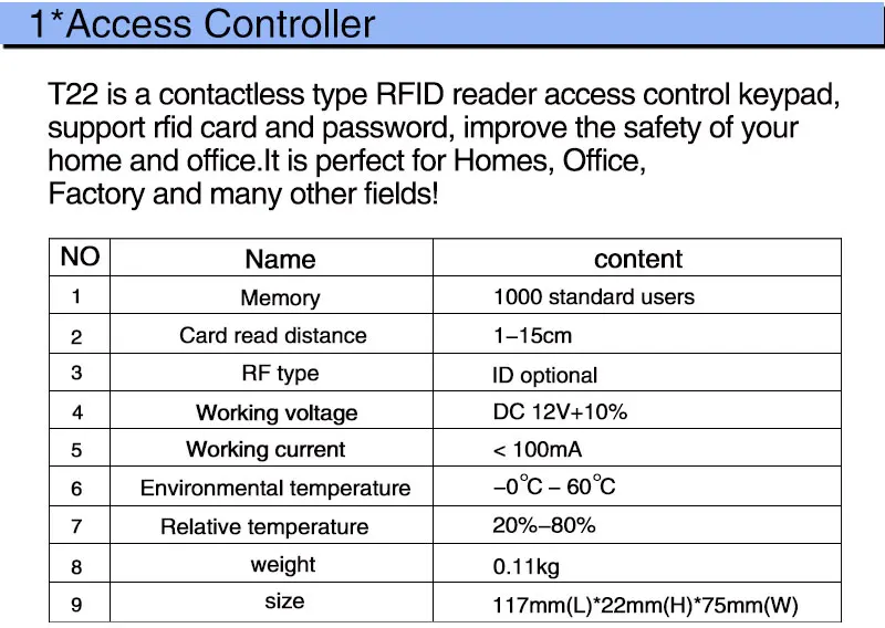 Полный комплект RFID система контроля допуска к двери комплект цифровой ...