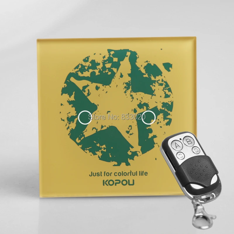 Remote Control Touch Switch/2 Gang 1 Way Switch/Star Icon Touch Control ...