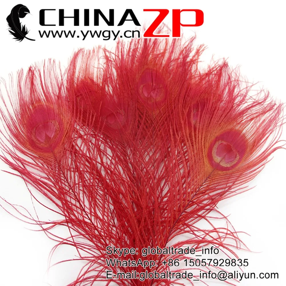 CHINAZP Factory 500pcs/lot Size 25 30cm Full Eye Dyed Red Peacock ...