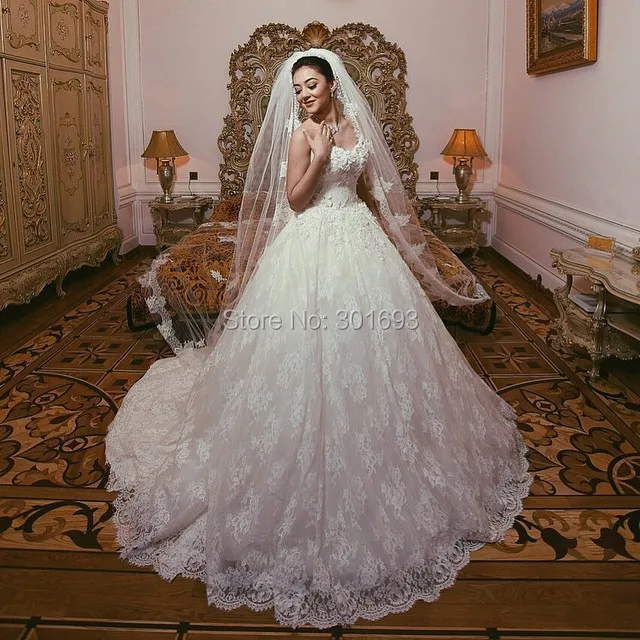 Oumeiya OW507 With Long Veil Sweetheart Ball Gown Alibaba Lace Wedding ...