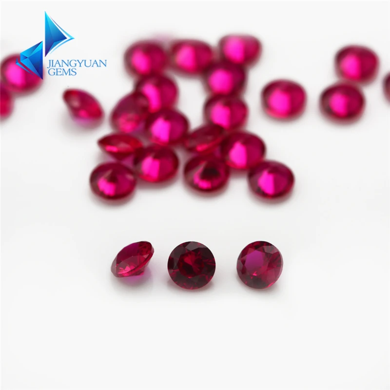 Size 1mm~12mm Round Cut 5# 8# Red Stone Synthetic Corundum Gemstone For ...