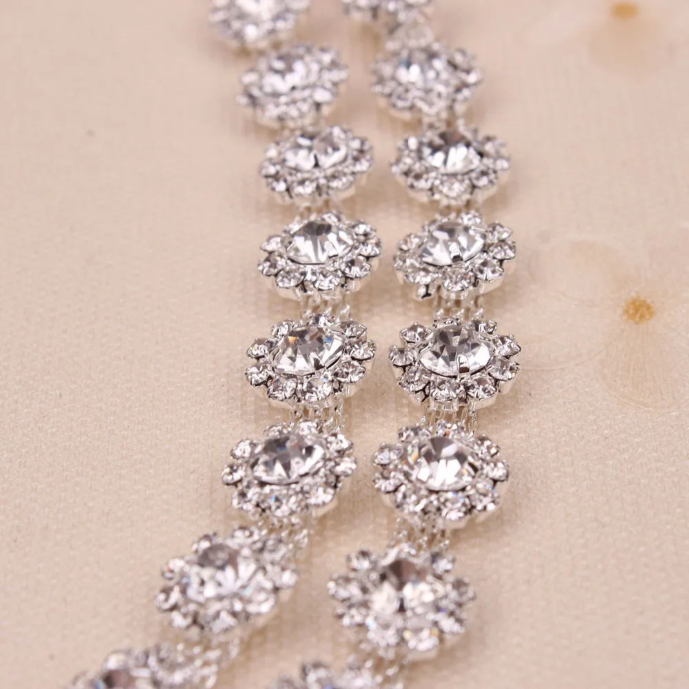 1 Yard Diamond Shiny Crystal Cup Chains Clear Glass Trimming For ...