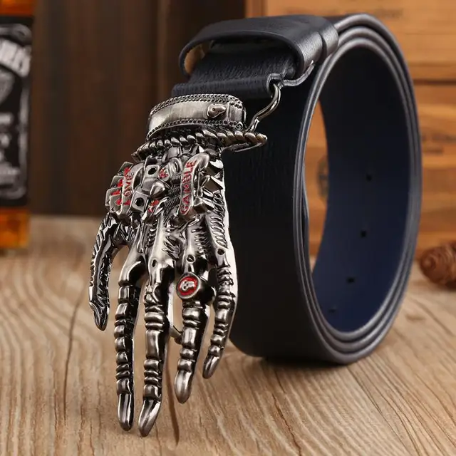 Aliexpress.com : Buy DINISITON Men's Belt Skull Hand Belt Metal Buckle ...