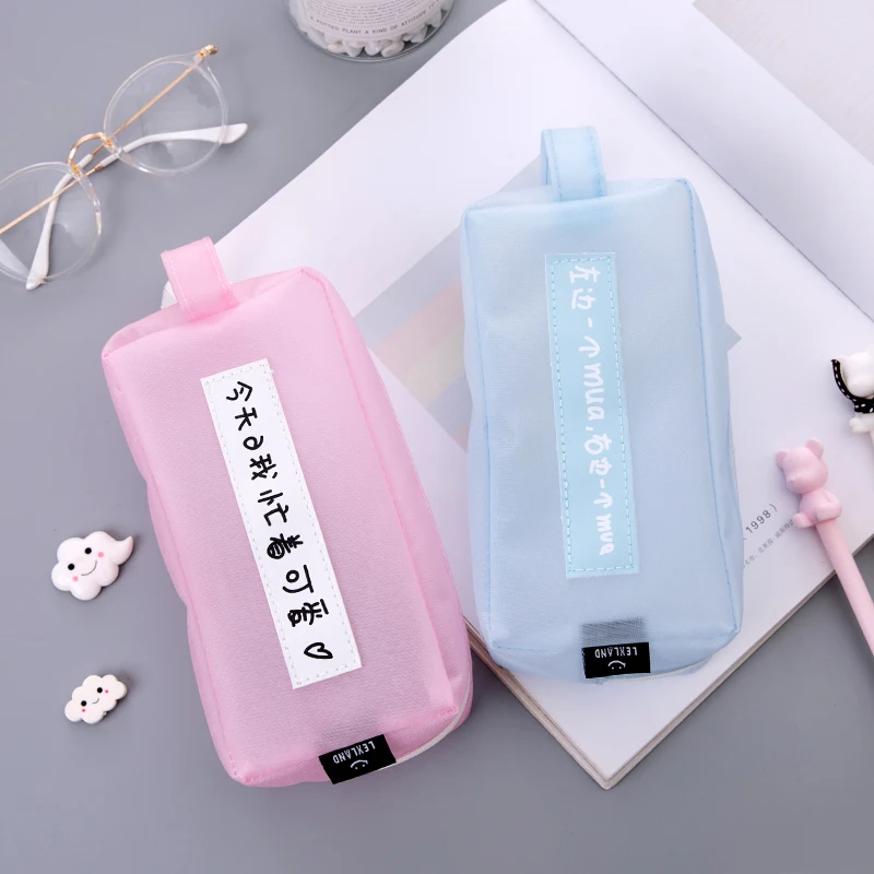 Plastic Pencil Bag Handle Pencil Holder Half Transparent Pencil Case ... Plastic Pencil Bag Handle Pencil Holder Half Transparent Pencil Case ...