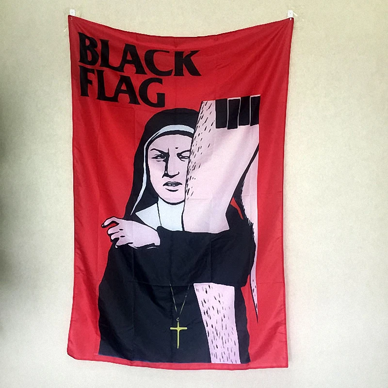 Black Flag Punk Rock Band Poster Four Holes Banners Wall Flags Tapestry Cloth Art Bar Cafe Hotel
