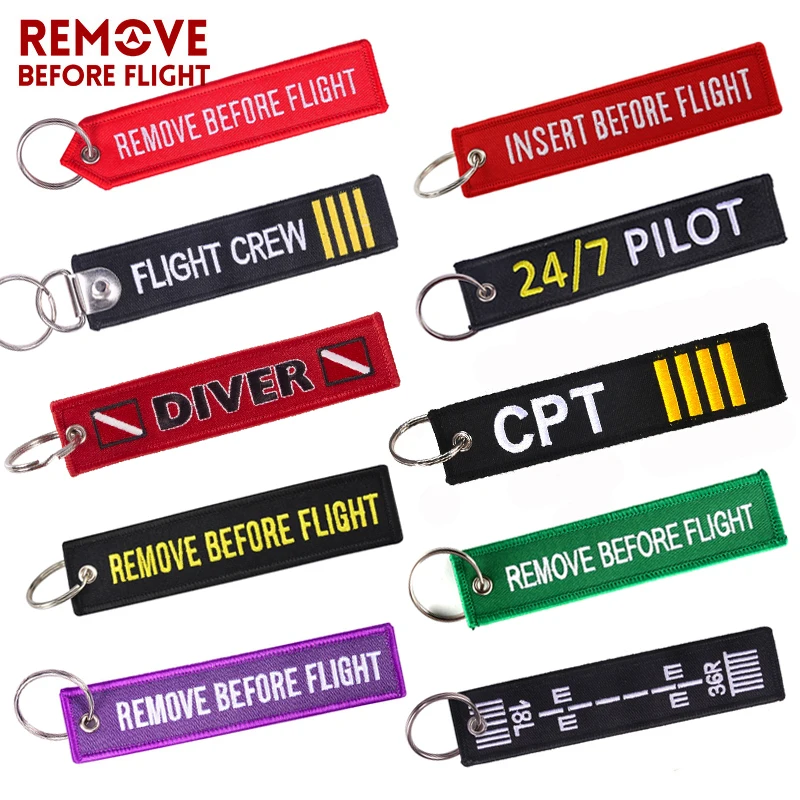 Remove Before Flight Car Keychains Berloques Red Embroidery Highlight ...