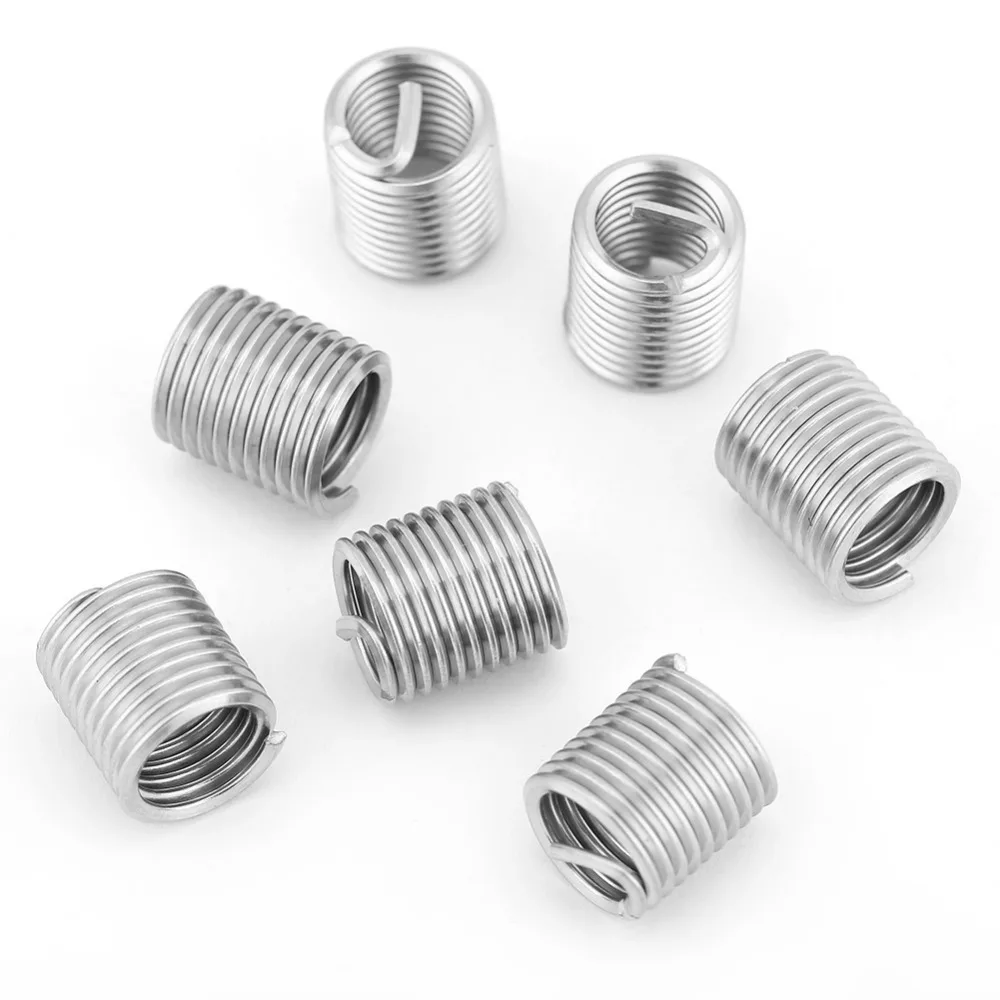 100pcs/set M8x1.25x2D Thread Inserts Stainless Steel Wire Screw Sleeve ...