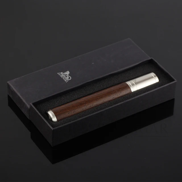 LUBINSKI Metal Wood Cigar Tube Holder Portable Single Cigar Case ...