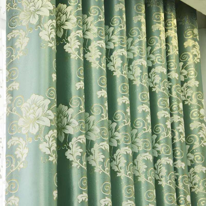 2018 New Curtains For Living Room Gold Jacquard Flowers Blooming ...