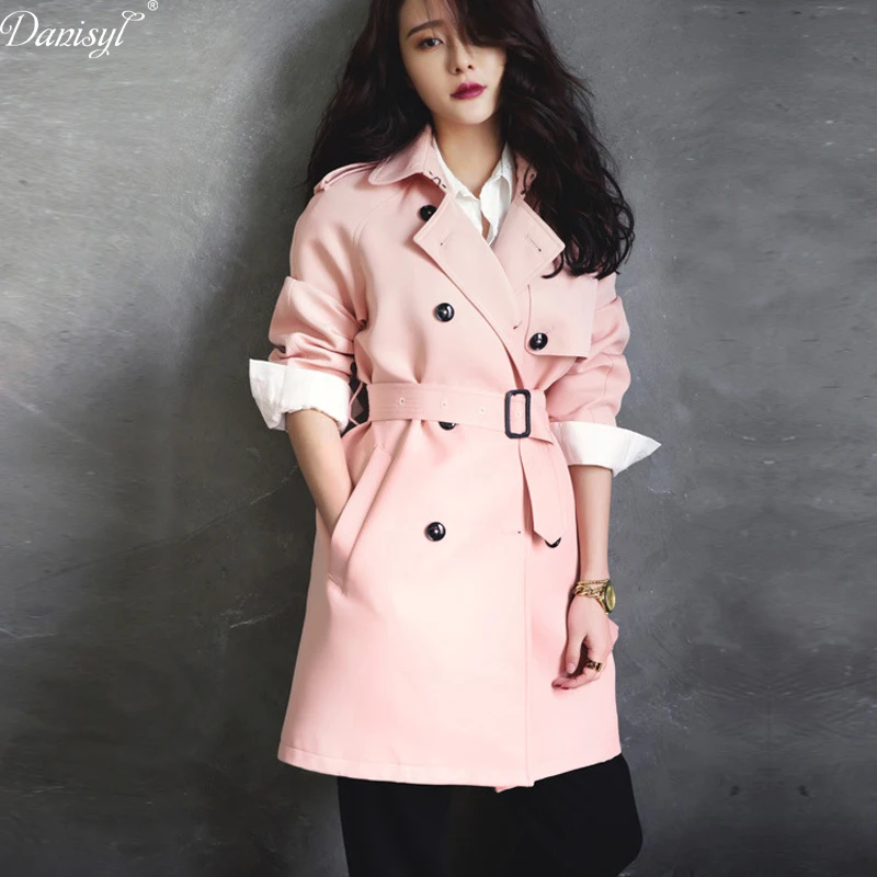 2017 new latest luxury women brand pink trench coat middle long ...