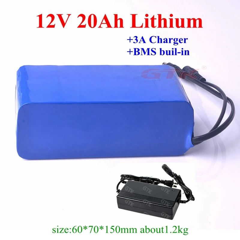 Rechargeable 12V 20ah lithium li ion battery pack with bms for laptop ...