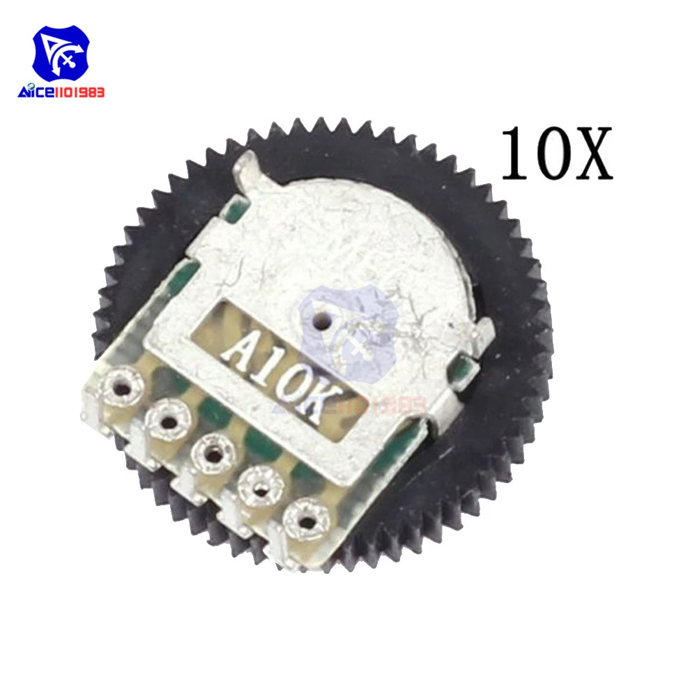 10pcs/lot Volume Wheel Gear Potentiometer A10k 10k Ohm 5 Pin Single ...