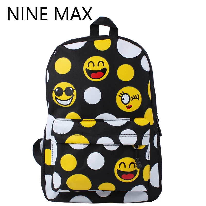 2016 FASHION Priting Canvas Smiley School Bag Casual Children Smile ...