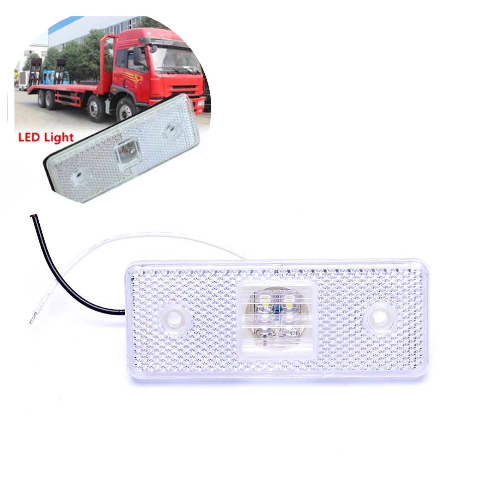 1 pcs 4 LED White Transparent 12v Rectangular Rear Front Side Marker ...