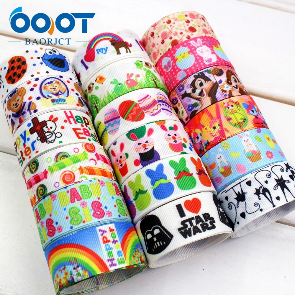 OOOT BAORJCT 174221 , 10 yards 22MM cartoon Printed grosgrain ribbon ...