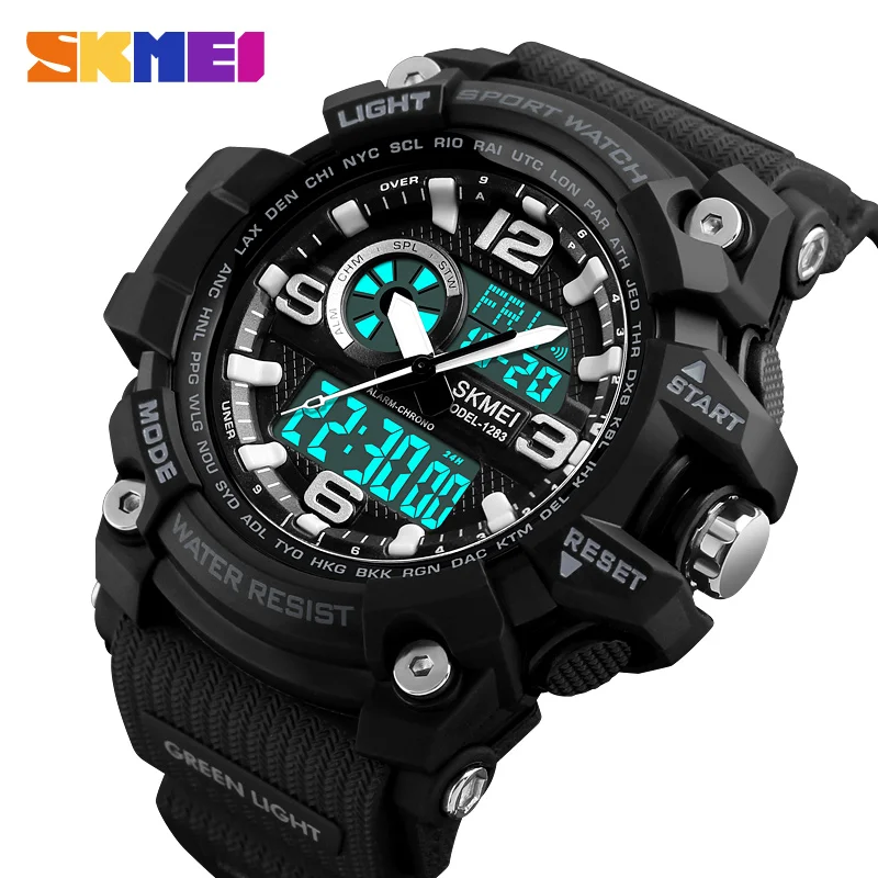 SKMEI-NOVO-1283-Homens-Rel-gio-Do-Esporte-Militar-Prova-D-gua-LED-Eletr ...