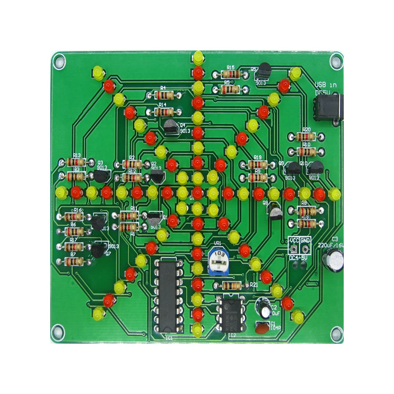 【KAMDSS015】Electronic DIY Kit Flash Light Kits 73 LEDs Red Yellow Dual ...