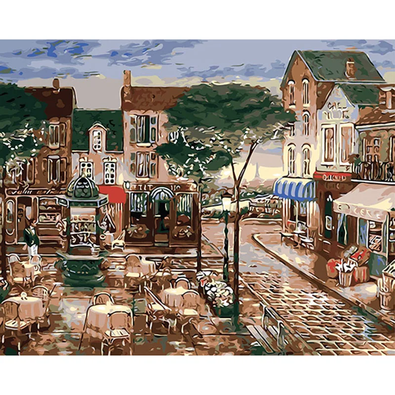 Hand painted DIY Digital Oil Painting By Numbers Fairy tale street ...