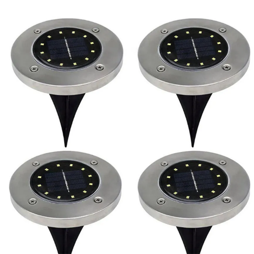 4Pcs 12LED Solar Light Solar Powered Ground Light LED Outdoor Solar ...