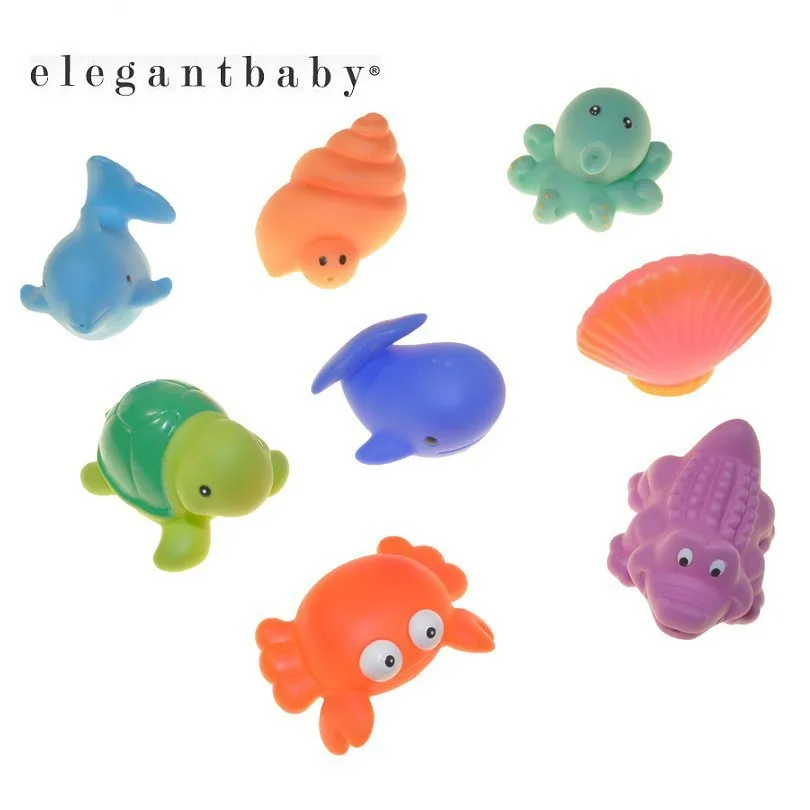 Hot Sale Elegant Baby 8 pcs/lot Bath Squirties Toy Child Sea Animals ...
