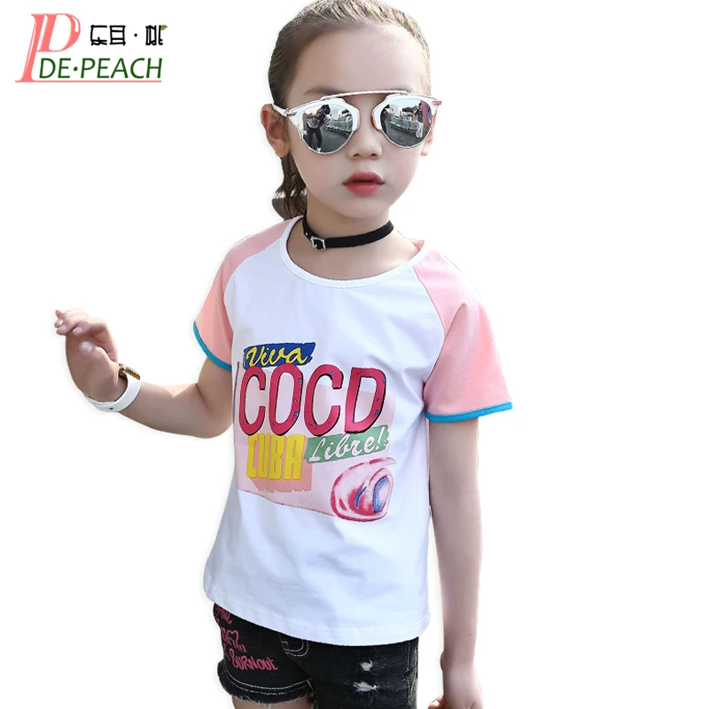 Brand t shirts For Girls Summer Cotton Stripe Girl Letter tShirts ...