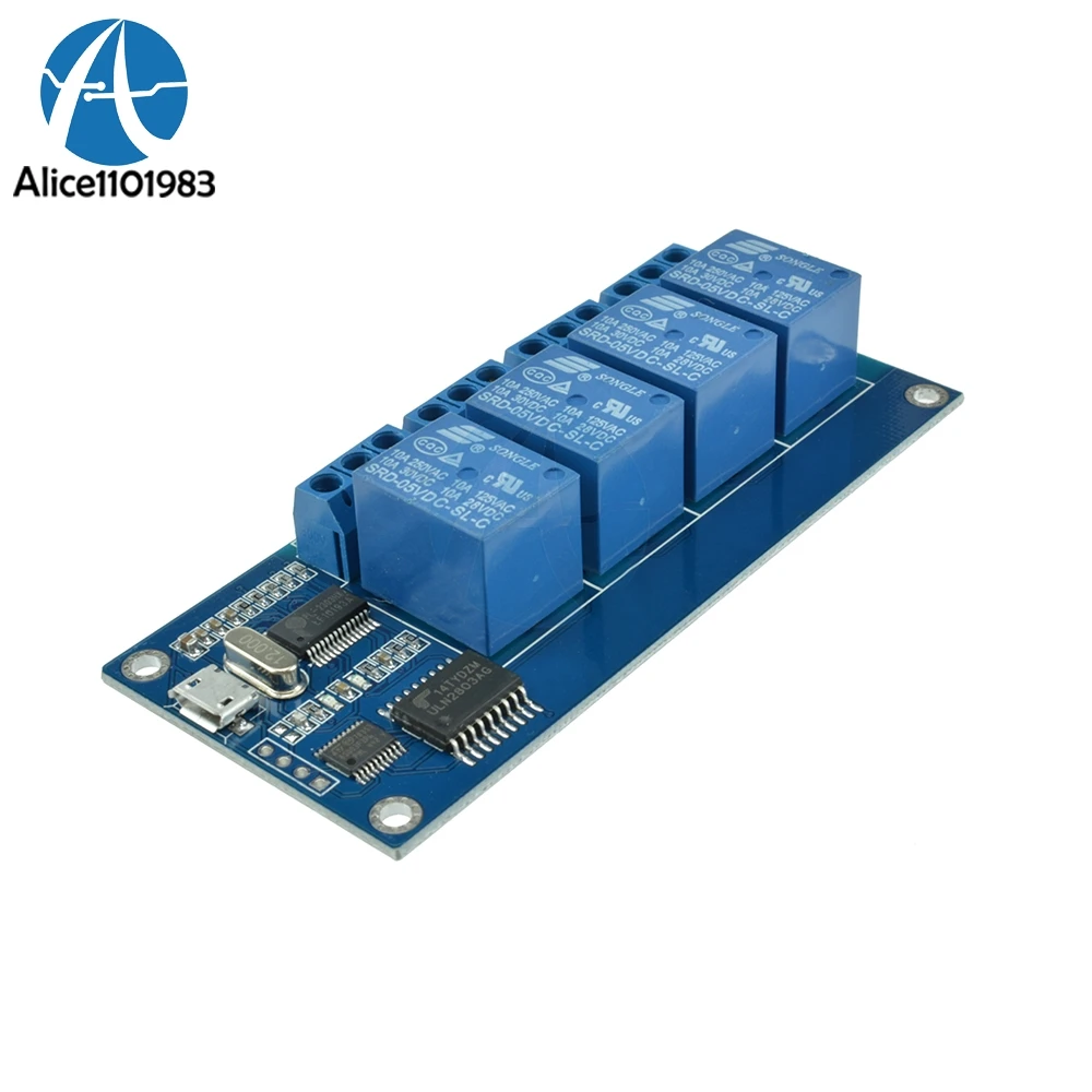 DC 5V 4 Channel 4CH MICRO USB Relay Module USB Control controller Relay ...