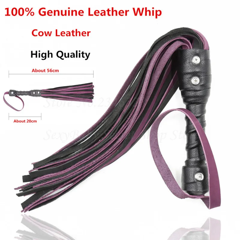 Genuine Leather Cowhide Whip Fetish Bdsm Sex Toys For Couples Spanking