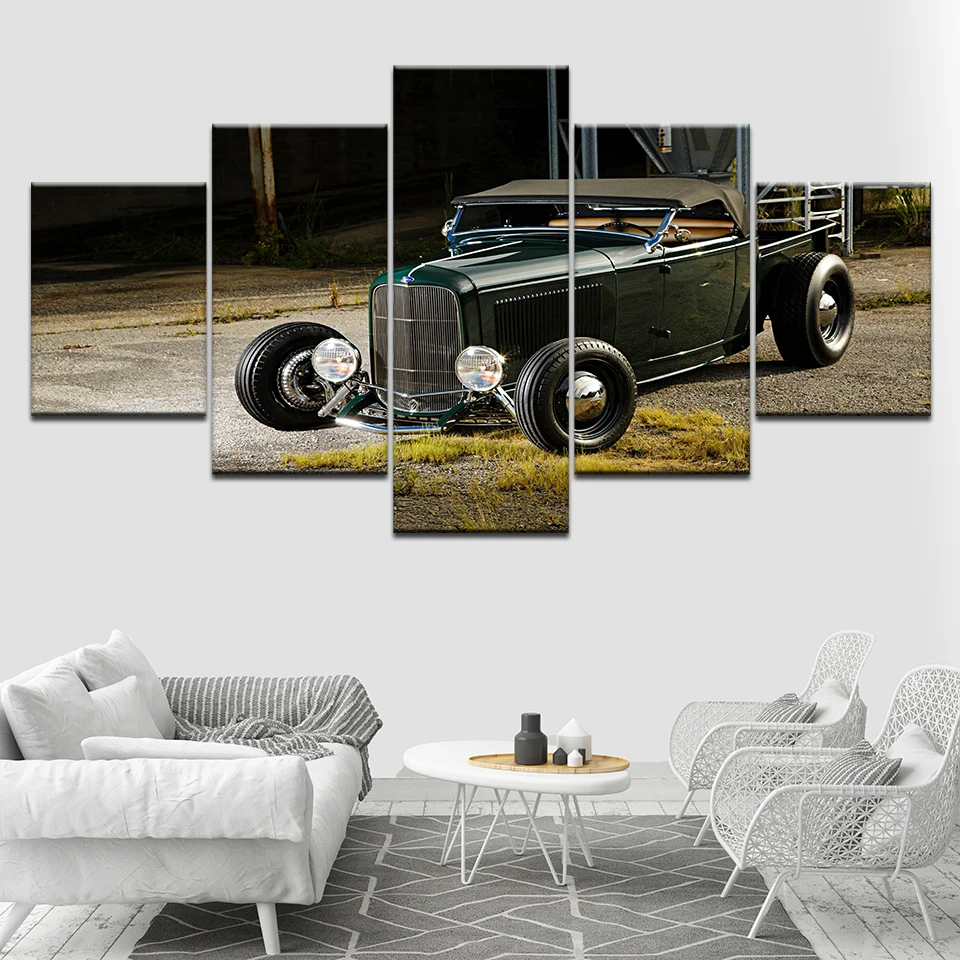 Retro vintage classic car 5 Piece HD Wallpapers Art Canvas Print modern ...