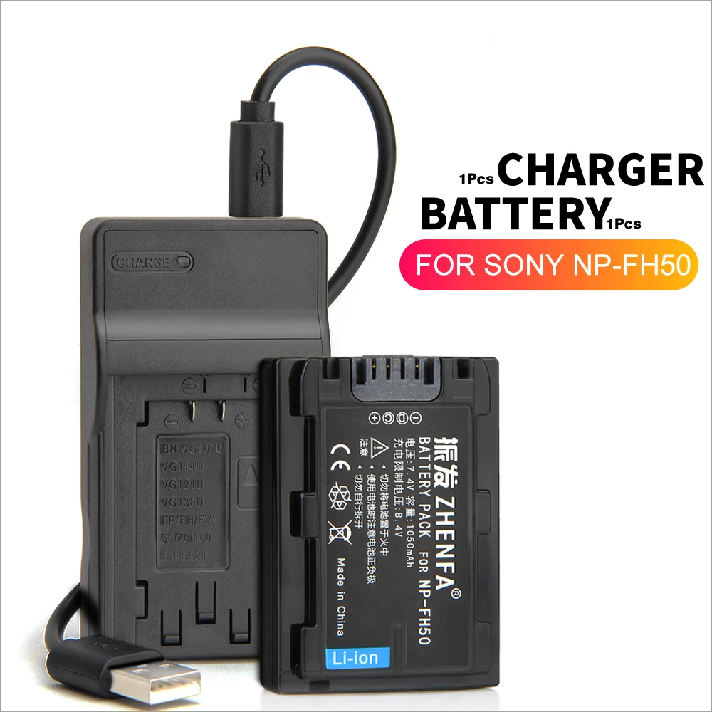 Np-fh50 Np Fh50 Battery + Charger For Sony Dslr-a230 A290 A330 A380 A390 Dsc-hx1 Hx100 Hx200 Hdr ...