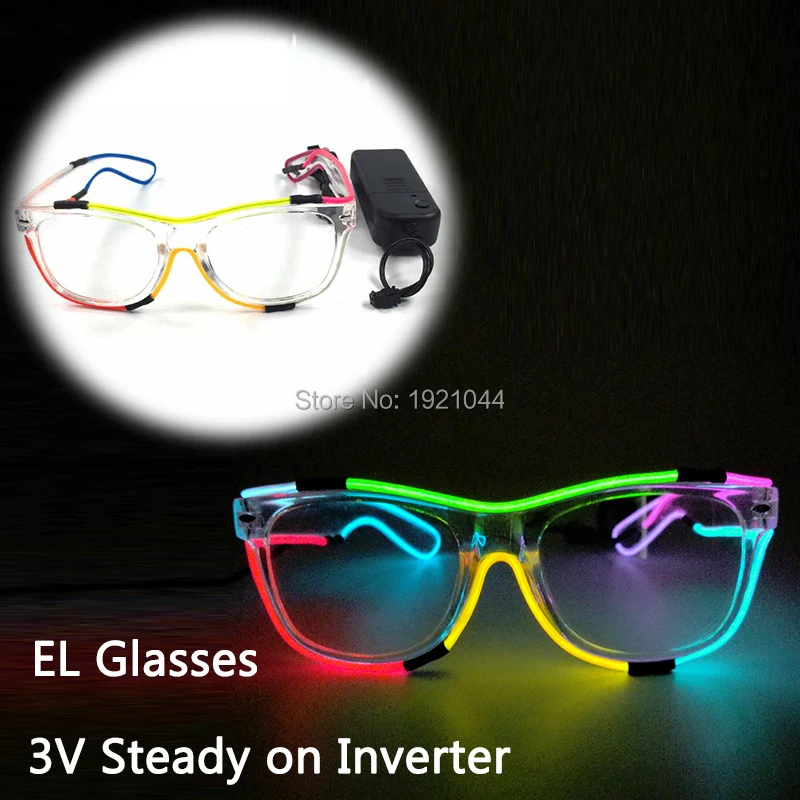New Style 8 Colors El Wire Glowing Glasses Glow Party Props Night Fluorescent Glasses Colorful
