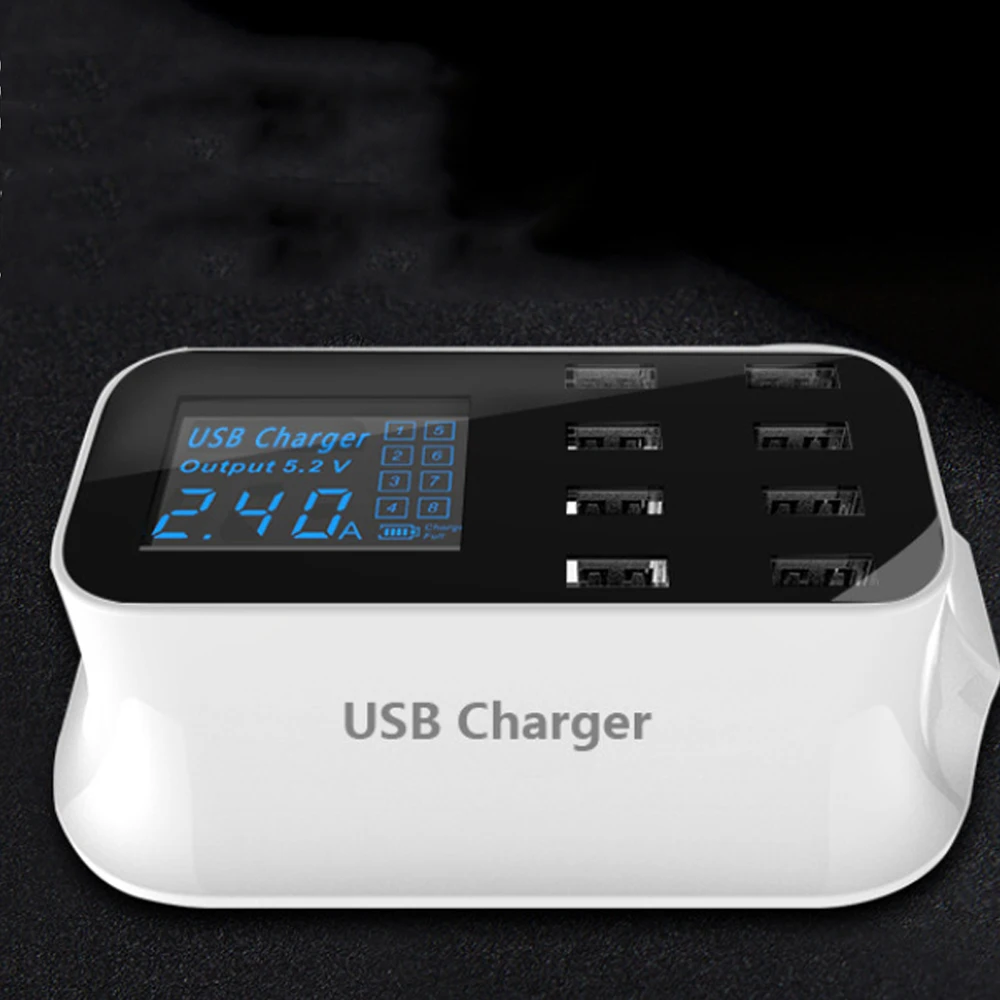 Smart 8 Port Multi port USB Charger 8A LCD Display Real Time Fast Smart ...