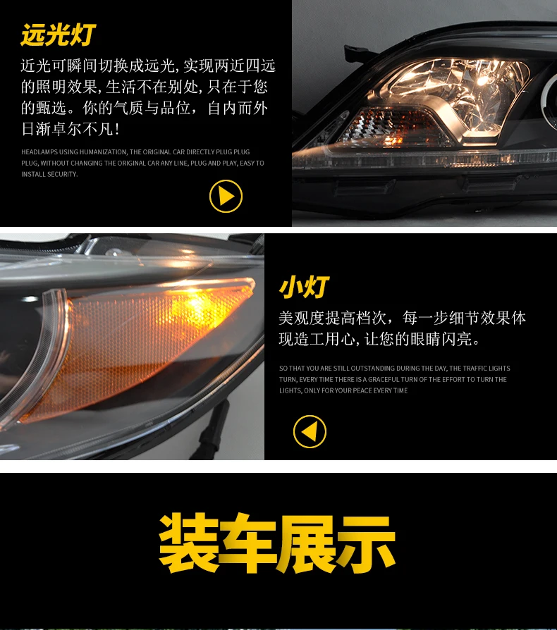 Car Styling Head lamp light for Toyota Sienna Headlights 2013-2018 ...