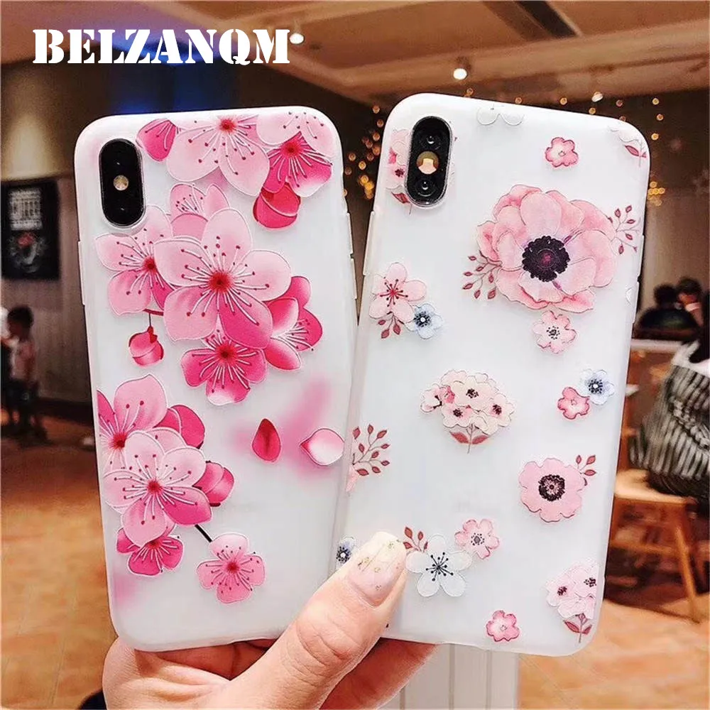 3D Full Cover Flower Phone Case For iPhone 7 8 Plus Rose Floral Leaves ...