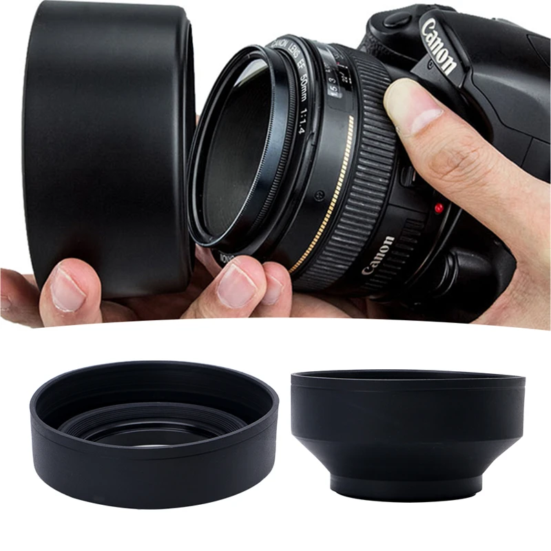 OOTDTY Camera Lens Hood 49/52/55/58/62/67/72/77mm Collapsible 3 Stage ...