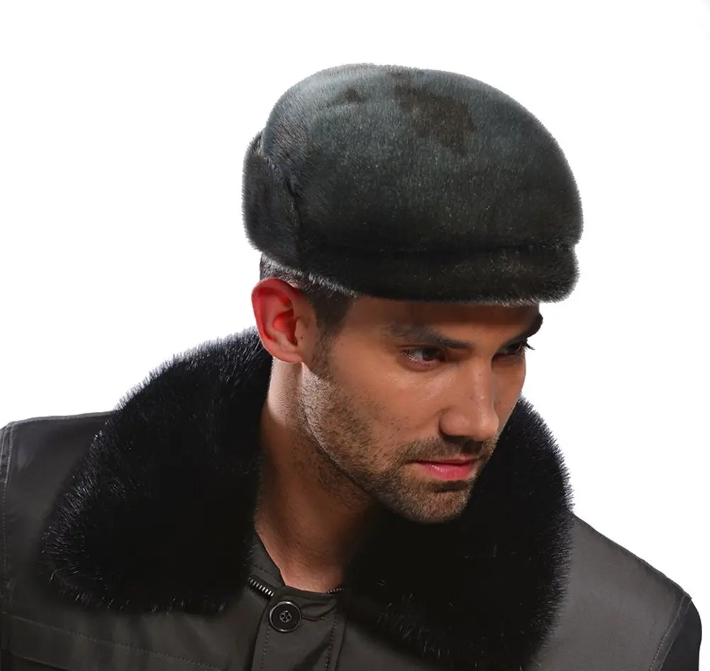 Men's Sealskin Full Fur Cabbie Cap Fudd Ear Flap Hat - Baseball Caps ...
