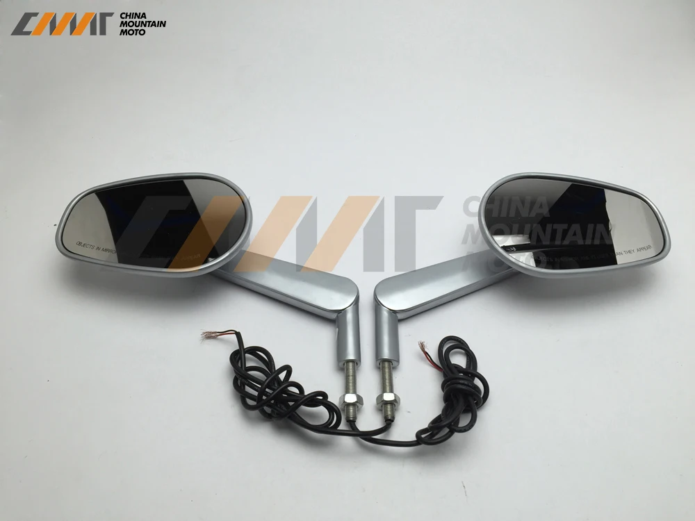 Silver-Rear-View-Mirrors-Muscle-LED-Turn-Signals-Light-case-for-Harley ...