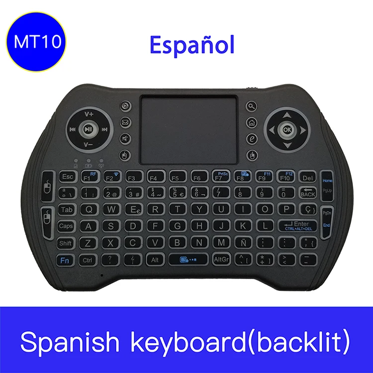 Spanish Backlit Mt10 Keyboard 2.4ghz Mini Wireless Bluetooth 3 Color ...