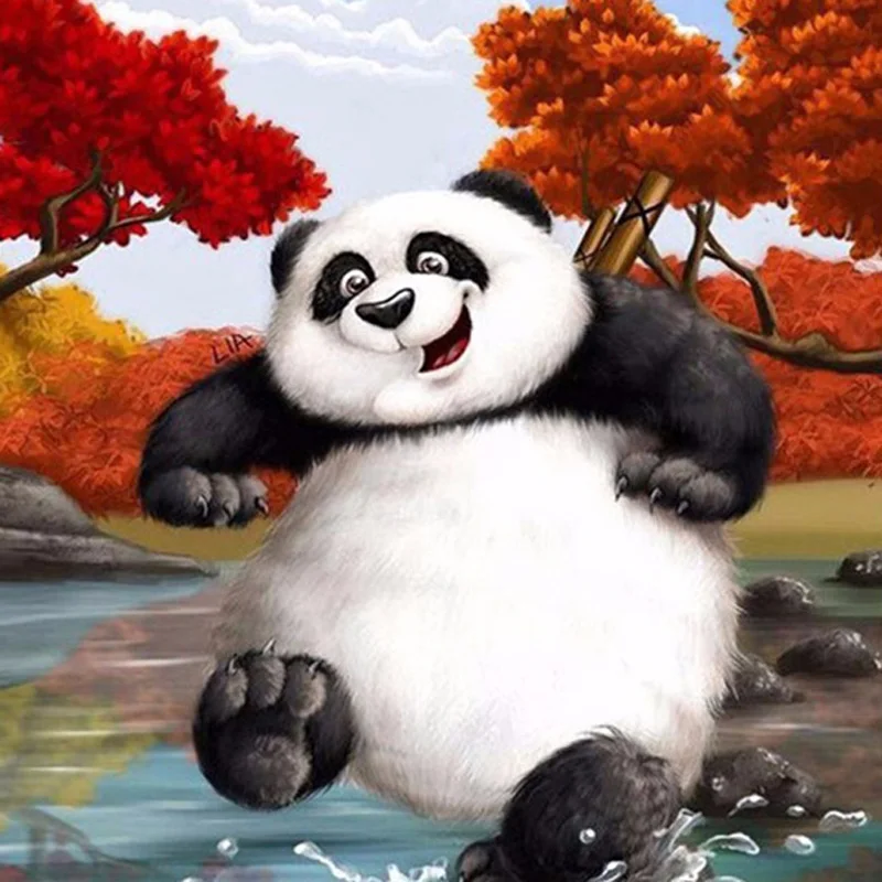 D SH Panda Diy Diamond Painting Mosaic Full Round Diamond Embroidery ...