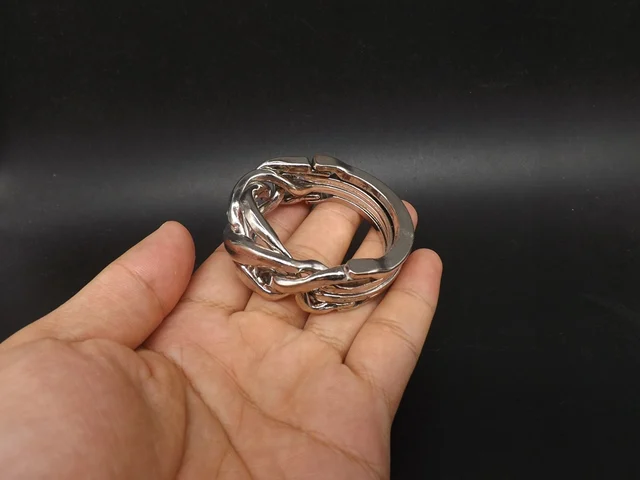 Four Magic Ring Puzzle Solution Toy Kid Metal Alloy Brain