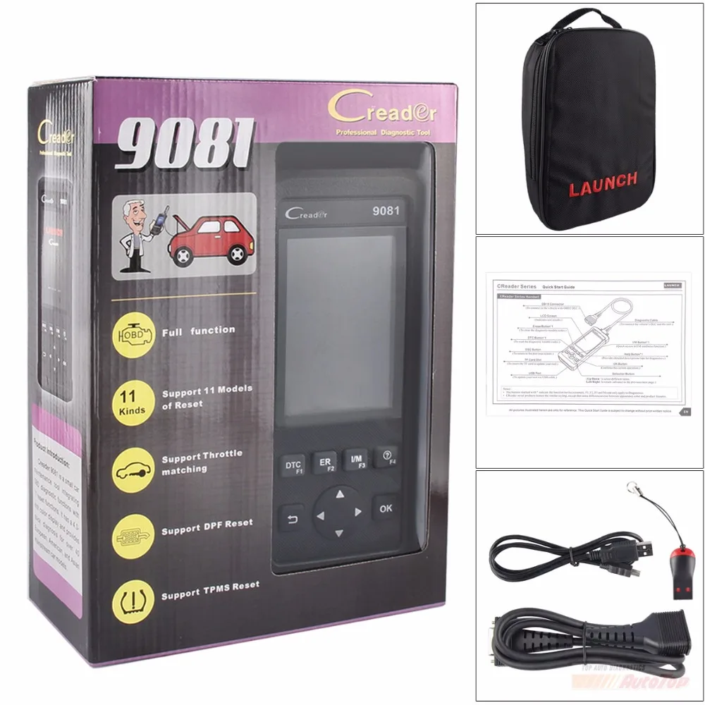 Launch Creader 9081 полный OBD2 сканер OBDII ODB2 Автоматическая ...