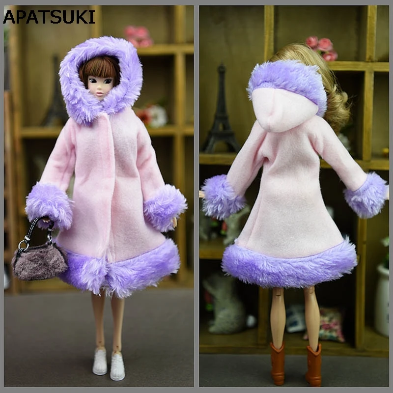 Doll Accessories Winter Wear Warm Coat For Barbie Dolls Fur Doll