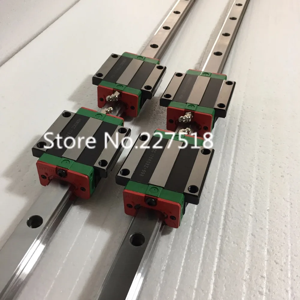 15mm Type 2pcs HGR15 Linear Guide Rail + 4pcs carriage Block HGW15CC ...
