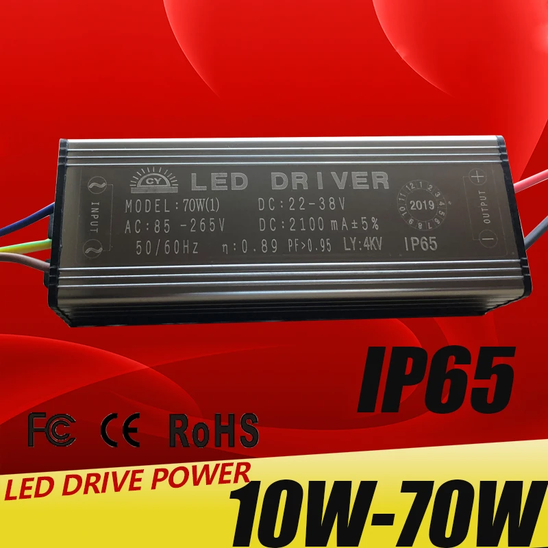 Led Driver 10w 20w 30w 50w 70w Adapter Transformer Ac85v-265v To Dc22 ...