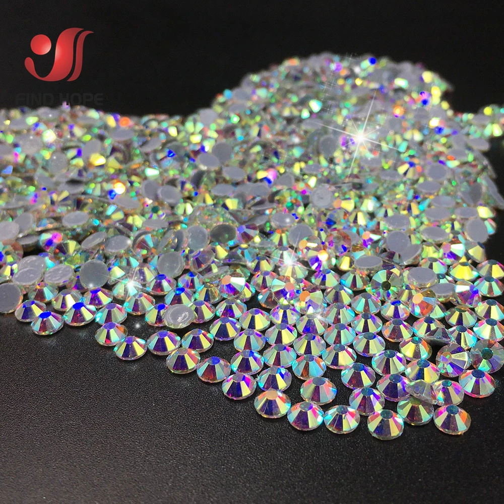 On Hotfix 1440pcs Crystal Ab Glitter Flatback Rhinestones White Clear ...