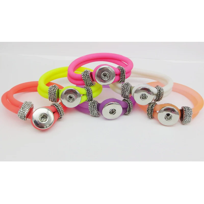 10pcs/lot Candy Colorful Rubber Snap Jewelry Bracelet Fit Women Snap ...