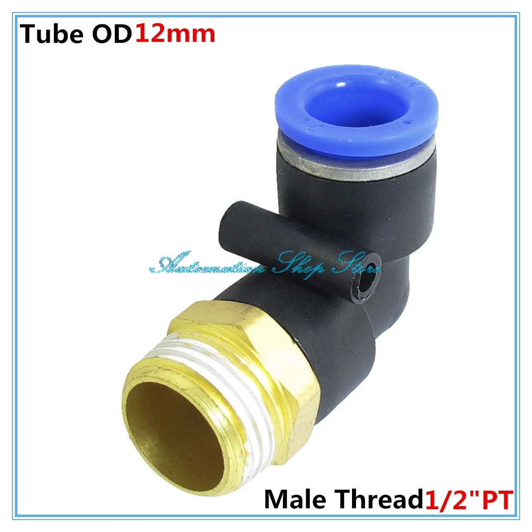 5Pcs Tube OD 12mm to 1/2"PT Male Thread 90 Degree Quick Fitting Joint ...